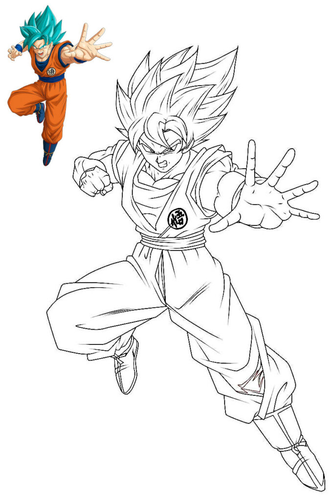 Goku SSJ4 para colorear : Dibujos PDF para imprimir